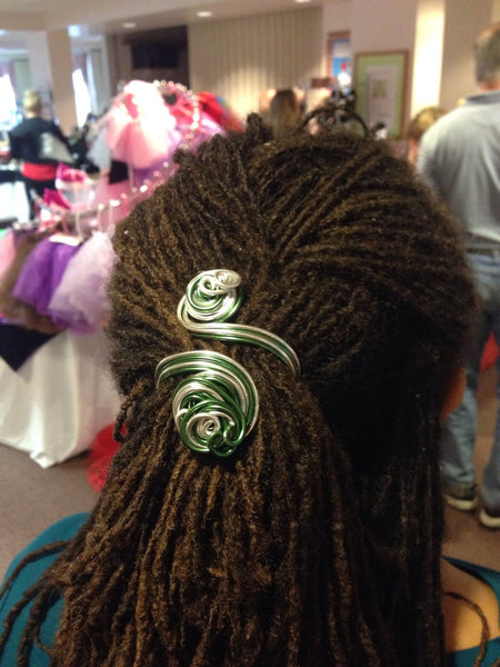 Green and Silver Hair Cuff Bracelet – JewelryWithMe